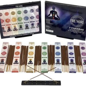 Chakra Incense Sticks - Total 120 Insence-Sticks (20 Insense x 6 Incents) - Incienso Incents-Sticks for 7 Chakra Meditation Muladhara Sacral Manipura Heart Throat Crown Ajna + Incense Holder