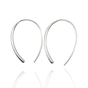 handmade earrings for women, pull through earrings, sterling silver wire open hoops, lightweight hypoallergenic fashion threader earrings for girls gifts birthday, 1.2 inch