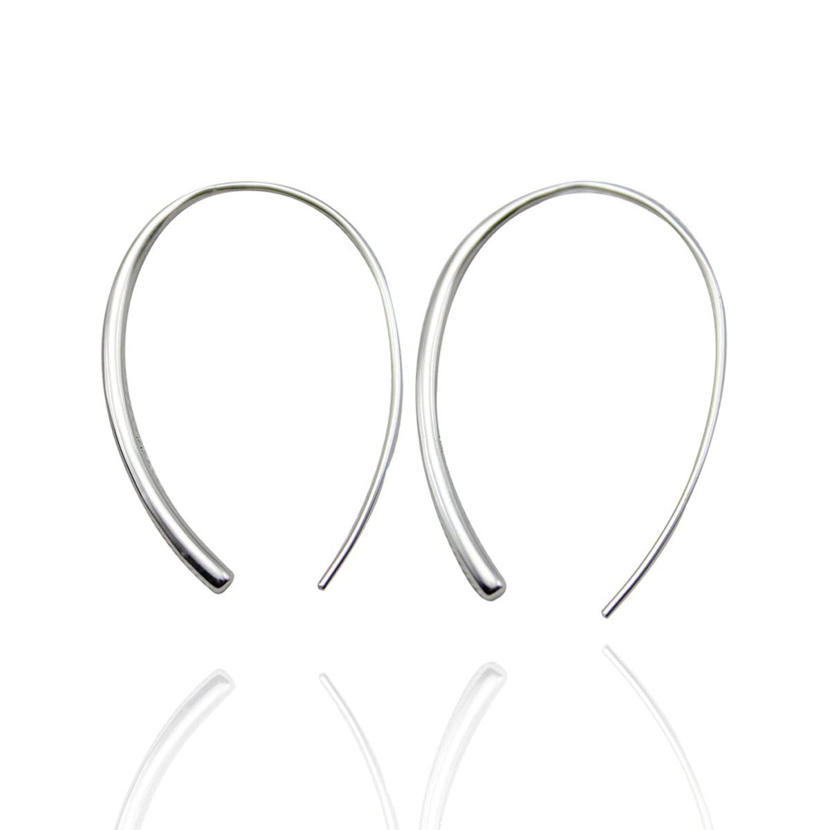 Handmade Earrings for Women, Pull Through Earrings, Sterling Silver Wire Open Hoops, Lightweight Hypoallergenic Fashion Threader Earrings for Girls Gifts Birthday, 1.2 Inch