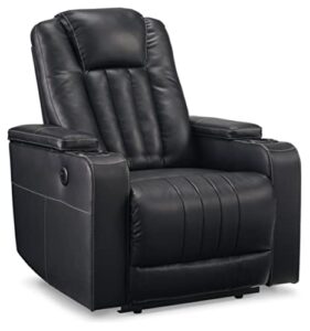 signature design by ashley center point urban faux leather tufted zero wall recliner, black