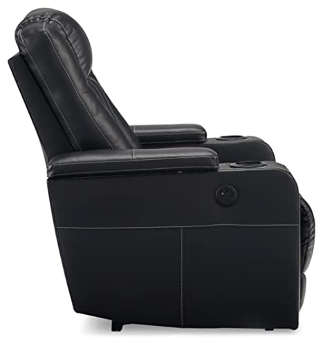 Signature Design by Ashley Center Point Urban Faux Leather Tufted Zero Wall Recliner, Black