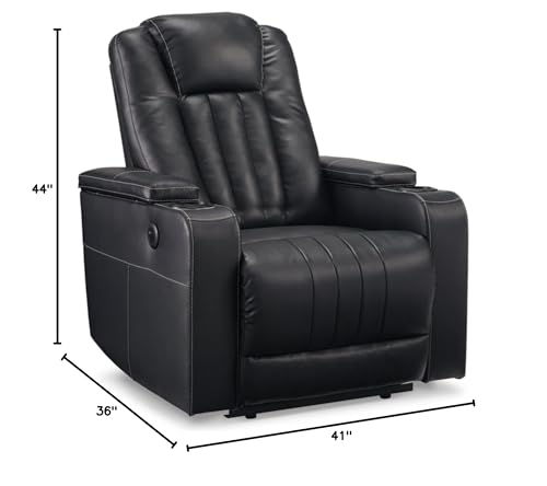 Signature Design by Ashley Center Point Urban Faux Leather Tufted Zero Wall Recliner, Black