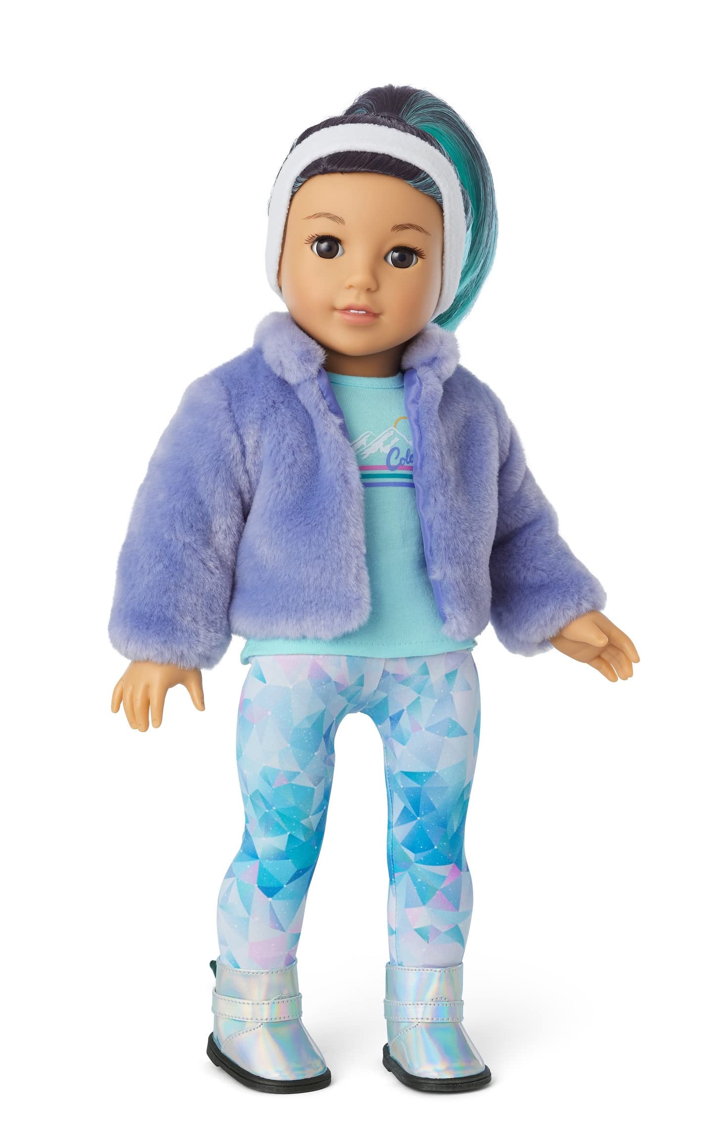 American Girl Corinne Tan Girl of the Year 2022 18-inch Doll Casual Outfit with Coat, Tee, and Boots, For Ages 8+