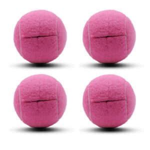 zhuokece 4 pcs precut walker tennis balls for furniture legs floor protection, heavy duty long lasting felt pad glide coverings (pink)