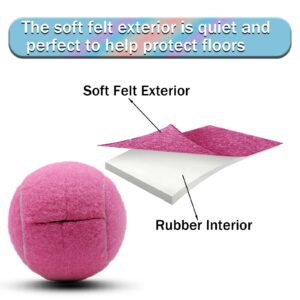 ZHUOKECE 4 PCS Precut Walker Tennis Balls for Furniture Legs Floor Protection, Heavy Duty Long Lasting Felt Pad Glide Coverings (Pink)