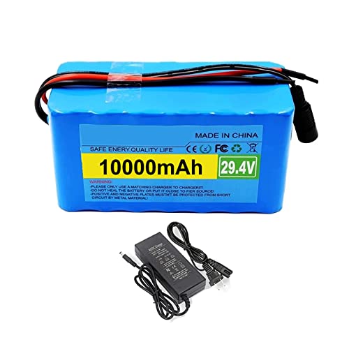 OXEXE E-Bike Lithium Battery Pack 24V (29.4v) 10Ah 7S2P 18650 Li-ion Rechargeable Battery Pack, 29.4v 10000mAh Electric Bicycle Moped Balancing Scooter+ 29.4V 2A Charger