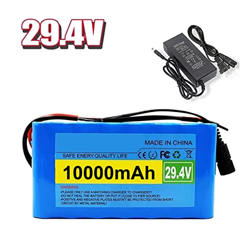 OXEXE E-Bike Lithium Battery Pack 24V (29.4v) 10Ah 7S2P 18650 Li-ion Rechargeable Battery Pack, 29.4v 10000mAh Electric Bicycle Moped Balancing Scooter+ 29.4V 2A Charger