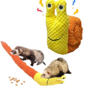 haichen tec ferret squeaky snuffle toy treat dispensing foraging puzzle enrichment plush teething chew toys for stress release for ferret rabbit guinea pig (snail)