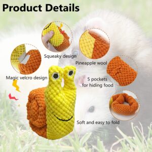 HAICHEN TEC Ferret Squeaky Snuffle Toy Treat Dispensing Foraging Puzzle Enrichment Plush Teething Chew Toys for Stress Release for Ferret Rabbit Guinea Pig (Snail)