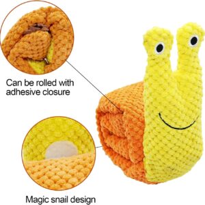 HAICHEN TEC Ferret Squeaky Snuffle Toy Treat Dispensing Foraging Puzzle Enrichment Plush Teething Chew Toys for Stress Release for Ferret Rabbit Guinea Pig (Snail)