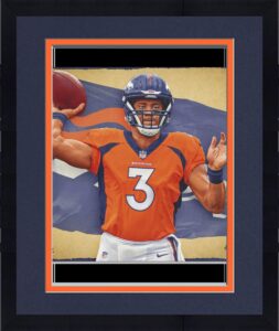 framed russell wilson denver broncos 16" x 20" photo print - designed and signed by artist brian konnick - limited edition 25 - autographed nfl photos