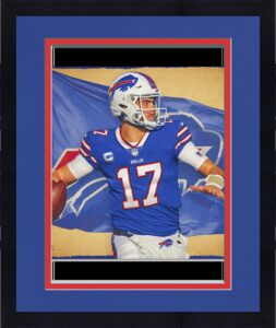 framed josh allen buffalo bills 16" x 20" photo print - designed and signed by artist brian konnick - limited edition 25 - autographed nfl photos