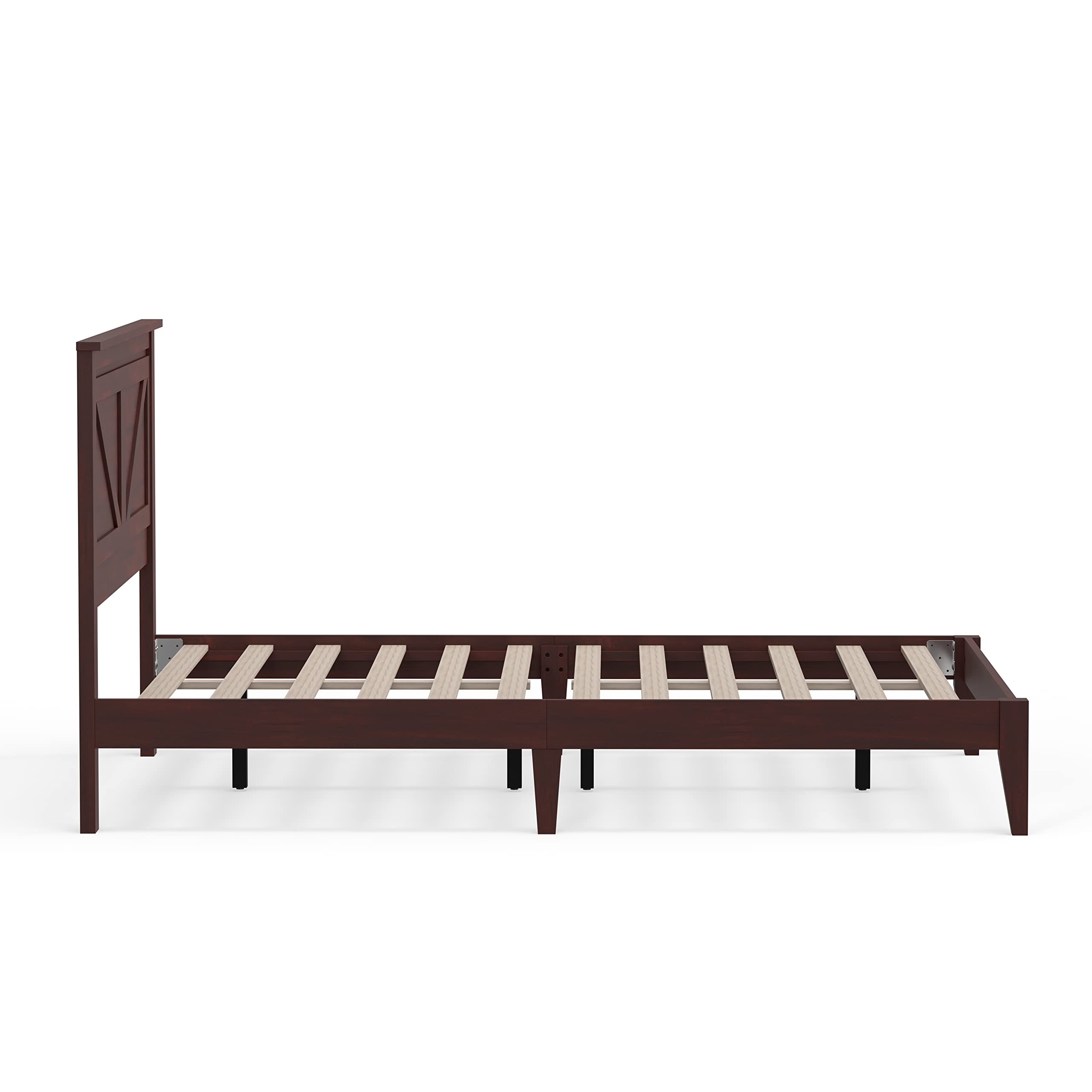 Glenwillow Home Farmhouse Solid Wood Platform Bed in Queen - Classic Cherry