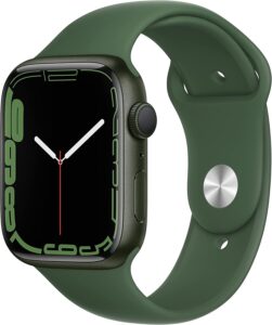 apple watch series 7 (gps, 45mm) - green aluminum case with clover sport band (renewed premium)