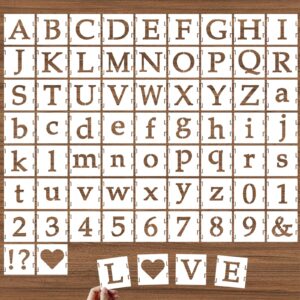 dzxcyz 1 inch alphabet letter stencils, 65 pcs reusable plastic letter number symbol interlocking drawing template kit for painting on wood, wall, fabric, rock, signage, door porch