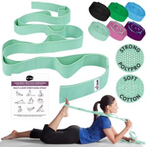 [new 2023] teceum stretching strap for yoga & physical therapy – 10 loops – choice of materials & colors – non-elastic leg stretch out straps for stretching, exercising, pilates, post-injury