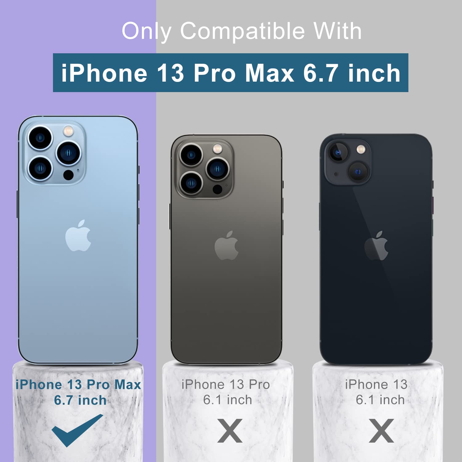 DEENAKIN Compatible with iPhone 13 Pro Max Case - Enhanced Camera Protection and Screen Protector - Soft Liquid Silicone Cover - Slim Fit Protective Phone Case 6.7" for Women Girls - Lavender Purple