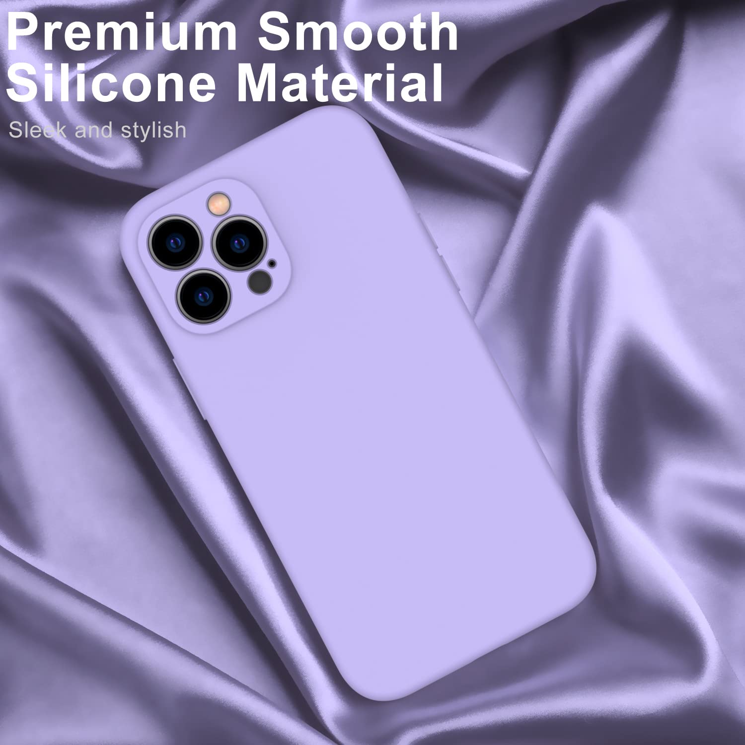 DEENAKIN Compatible with iPhone 13 Pro Max Case - Enhanced Camera Protection and Screen Protector - Soft Liquid Silicone Cover - Slim Fit Protective Phone Case 6.7" for Women Girls - Lavender Purple