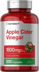 horbäach apple cider vinegar capsules | 1800mg | 200 pills | non-gmo, gluten free supplement