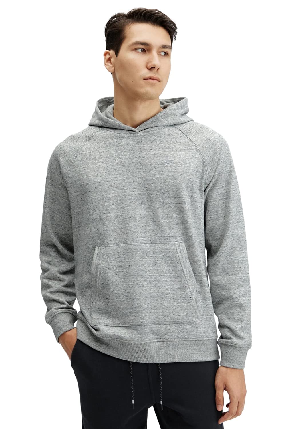 Fabletics Men's The Postgame Hoodie, Sport, Sweatshirt, Pullover, External Pocket, Cozy Fleece, S, Grey Heather