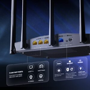 Tenda WiFi 6 Router for Home, AX1500 Dual Band Gigabit Router for Wireless Internet, Long Range Coverage with 5 * 6dBi High-Gain Antennas, 4 Gigabit Ports, Support WPA3, IPv6, Parental Control(RX2Pro)