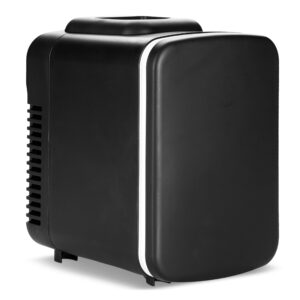 simple deluxe mini fridge, 4l/6 can portable cooler & warmer freon-free small refrigerator provide compact storage for skincare, beverage, food, cosmetics, black