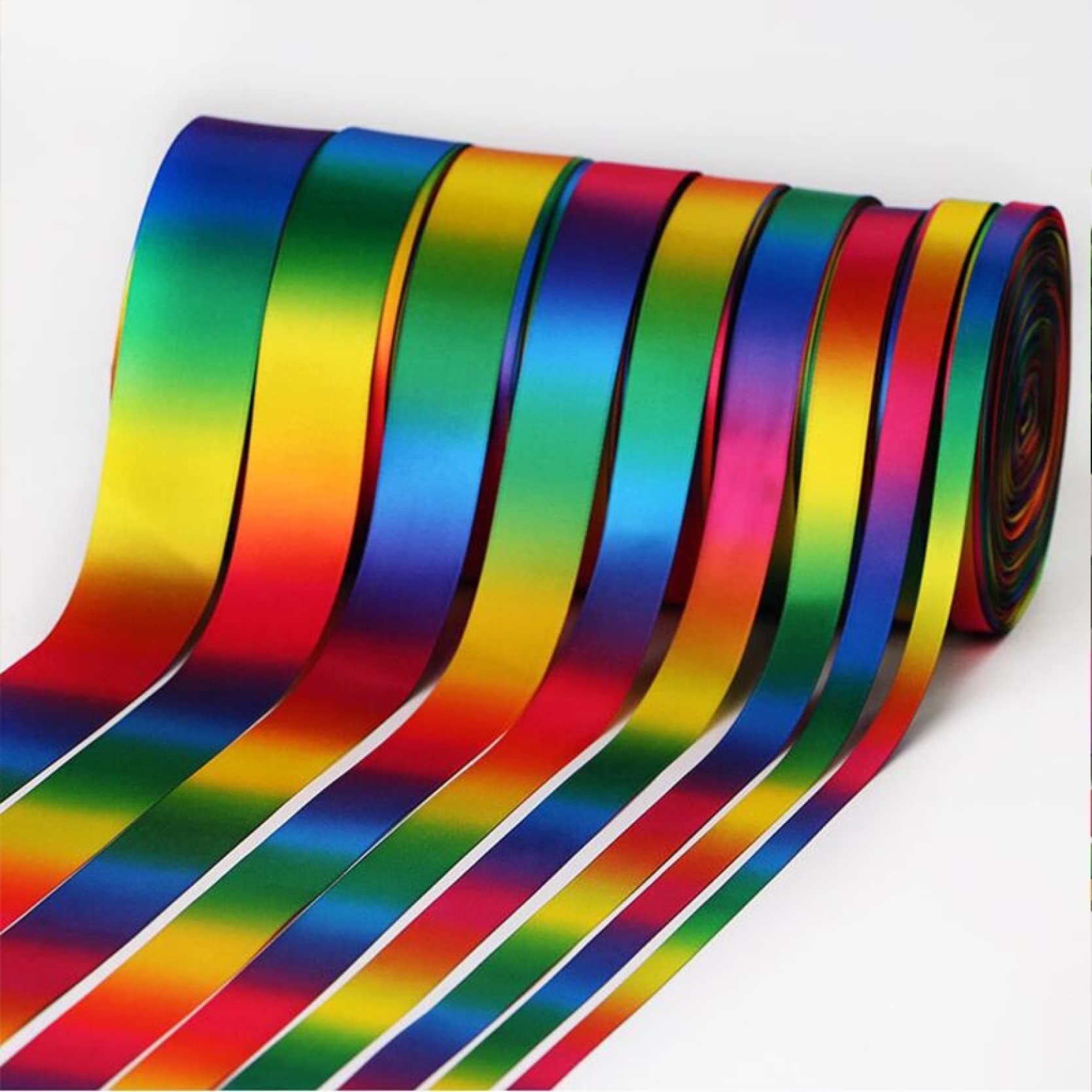 5 Yards/roll Satin Double-Sided Rainbow Ribbons Gift Wrapping DIY Handmade Christmas/New Year/Wedding Gift/Party Decor