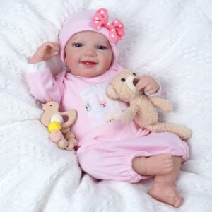 babeside lifelike reborn baby dolls leen- 20-inch sweet smile realistic-newborn baby dolls handmade baby feeling real life baby dolls girl with feeding kit gift box for kids age 3+