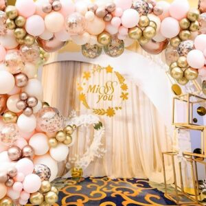 chanfo pola 142pcs rose gold balloon arch kit macaron orange balloon garland, 18"12"10"5" metallic rose gold, gold balloons, rose gold confetti balloon with 4d globos for nice party decorations