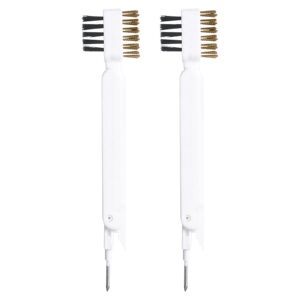 deep gas stove brass wire brushes, 4-in-1 gas stove cleaning brush kitchen scrubber brush with stiff bristles cooktop scraper for range hood grease grime stovetop cleaning(2 pcs)