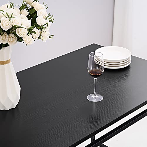 KYDCO 3-Piece Dining Table Set 43 inch Kitchen Table with Two Bench Breakfast Tables, Suitable for Kitchen Dining Room, Black