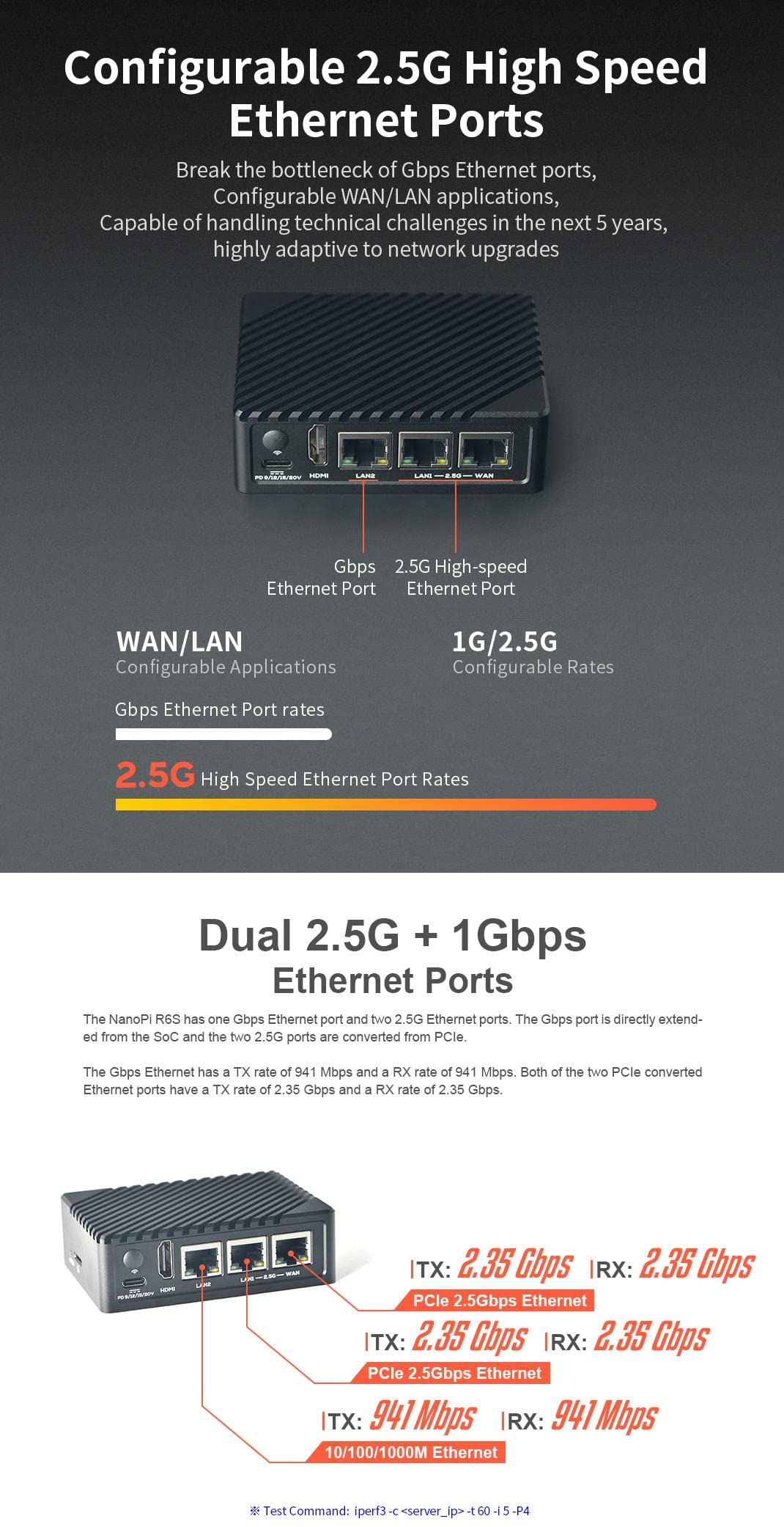 youyeetoo NanoPi R6S Mini Router con custodia in metallo, 8GB LPDDR4X 32GB EMMC, RK3588S Scheda di sviluppo, 6TOPS NPU, supporto Docker, tre porte Ethernet, USB3.0 HDMI,M.2 NVMe Storage, PD Power