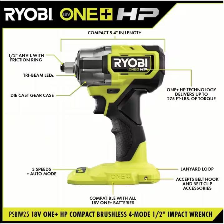 18V ONE+ HP COMPACT BRUSHLESS 4-MODE 1/2" IMPACT WRENCH