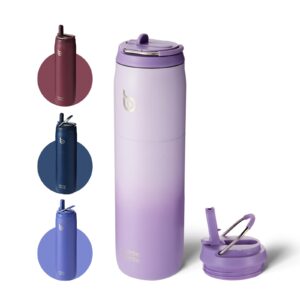 bottle bottle stainless steel water bottle with straw and lid,32oz vacuum insulated water bottle,stay cold for 24 hrs, hot for 12 hrs, leak-proof wide mouth water bottles for men and women (purple)