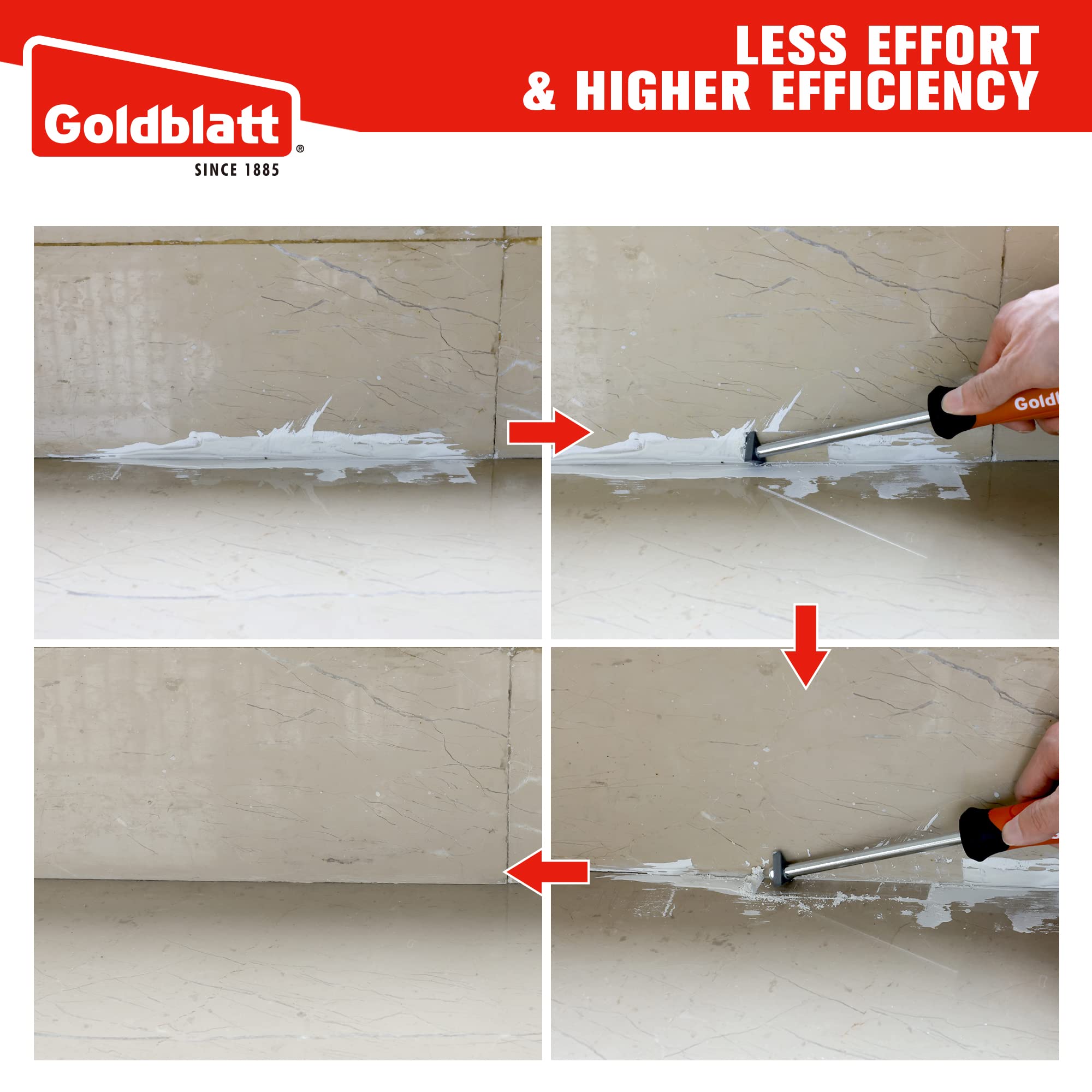 Goldblatt Grout Removal Tool with Replacement Carbide Tip - Professional Grout Cleaner, Caulking Remover, Scraper with Soft-Grip Handle, for Cleaning Floor Ceramic Tile Gaps, Tile Joints or Corners