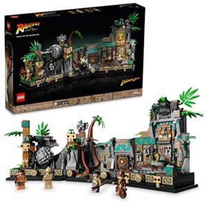 lego indiana jones temple of the golden idol 77015 building project for adults, iconic raiders of the lost ark movie scene, includes 4 minifigures: indiana jones, satipo, belloq and a hovitos warrior