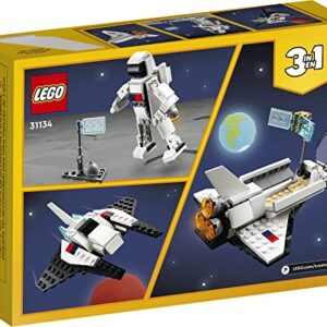 LEGO Creator 3 in 1 Space Shuttle Building Toy for Kids, Creative Gift Idea for Boys and Girls Ages 6 and Up, Build and Rebuild This Space Shuttle Toy into an Astronaut Figure or a Spaceship, 31134