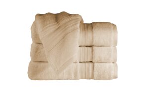 bennett & shea home 4-piece luxury bath towels, odor resistant, 27 x 54 premium towels for bathroom, highly absorbent and quick dry bath towels, extra soft towel set, (shifting sand)