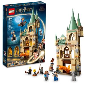 lego harry potter hogwarts: room of requirement building set 76413 castle building toy from harry potter movie featuring harry, hermione and ron mini figures, wands, fire serpent, and deathly hallows