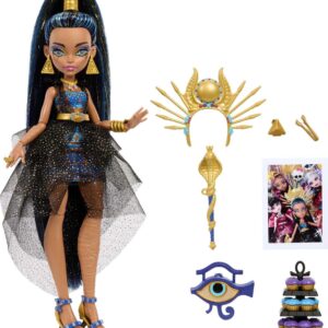 Monster High Monster Ball Doll, Cleo De Nile in Party Dress with Themed Accessories Including Scepter & Cupcakes