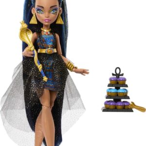 Monster High Monster Ball Doll, Cleo De Nile in Party Dress with Themed Accessories Including Scepter & Cupcakes