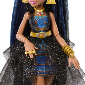 Monster High Monster Ball Doll, Cleo De Nile in Party Dress with Themed Accessories Including Scepter & Cupcakes