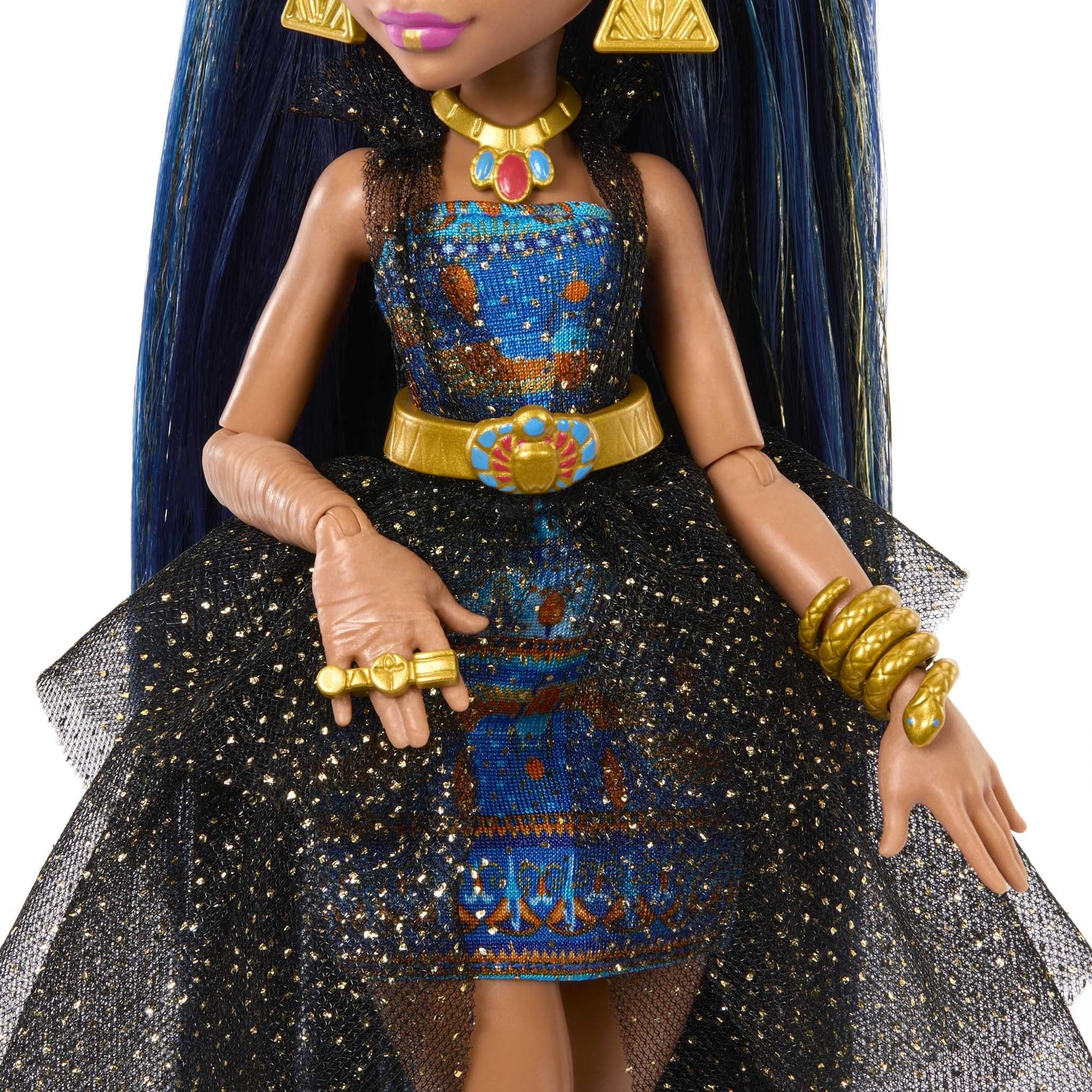 Monster High Monster Ball Doll, Cleo De Nile in Party Dress with Themed Accessories Including Scepter & Cupcakes