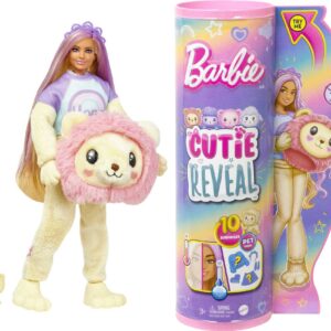 Barbie Cutie Reveal Doll with Blonde Hair & Lion Plush Costume, 10 Suprises Include Accessories & Pet (Styles May Vary)