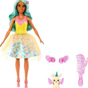 Barbie A Touch of Magic Fashion Doll, Teresa with Fantasy Outfit & Colorful Hair with Comb & Pet Accessories