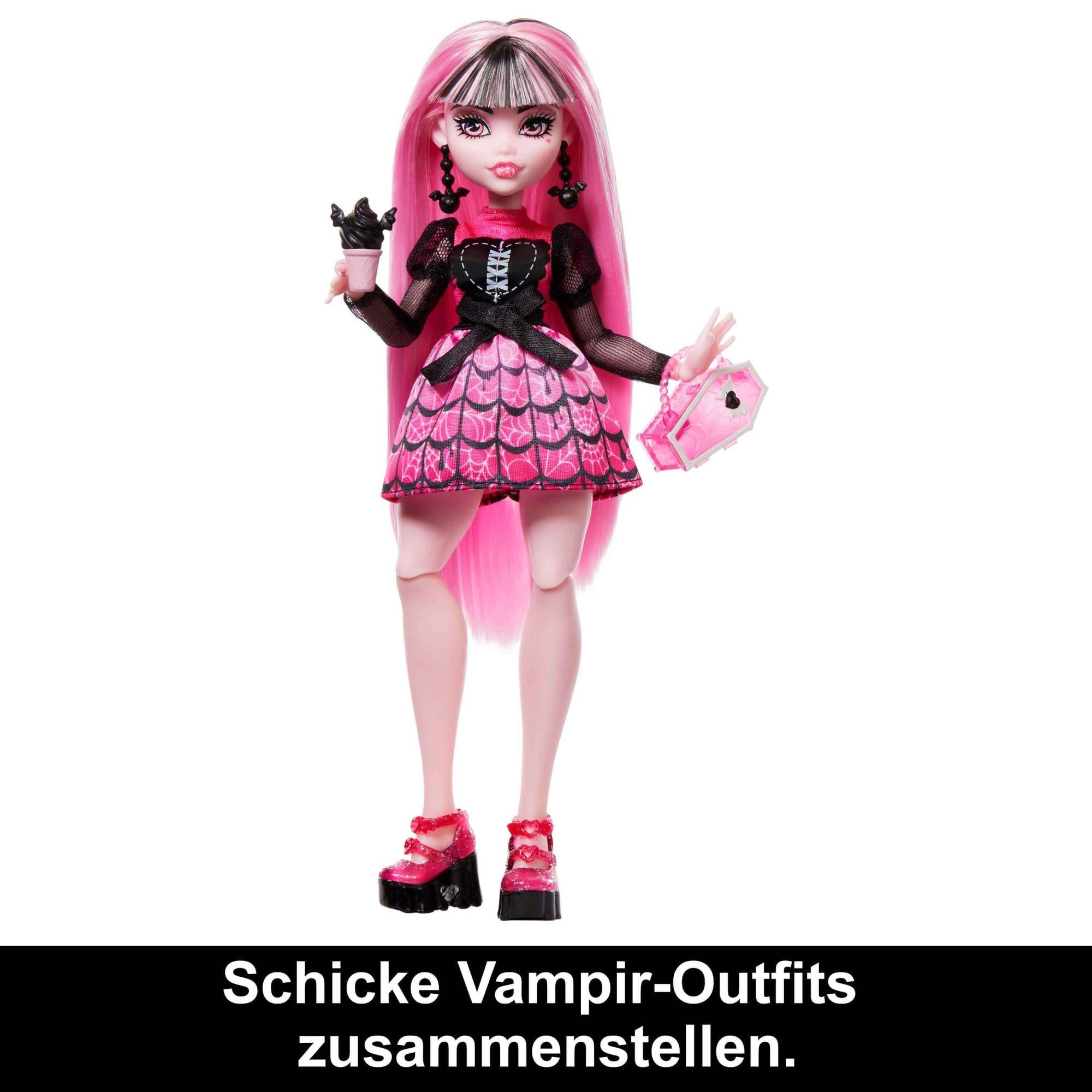 Monster High Skulltimate Secrets Fearidescent Series Doll & Accessories, Draculaura, Dress-Up Locker & 19+ Surprises