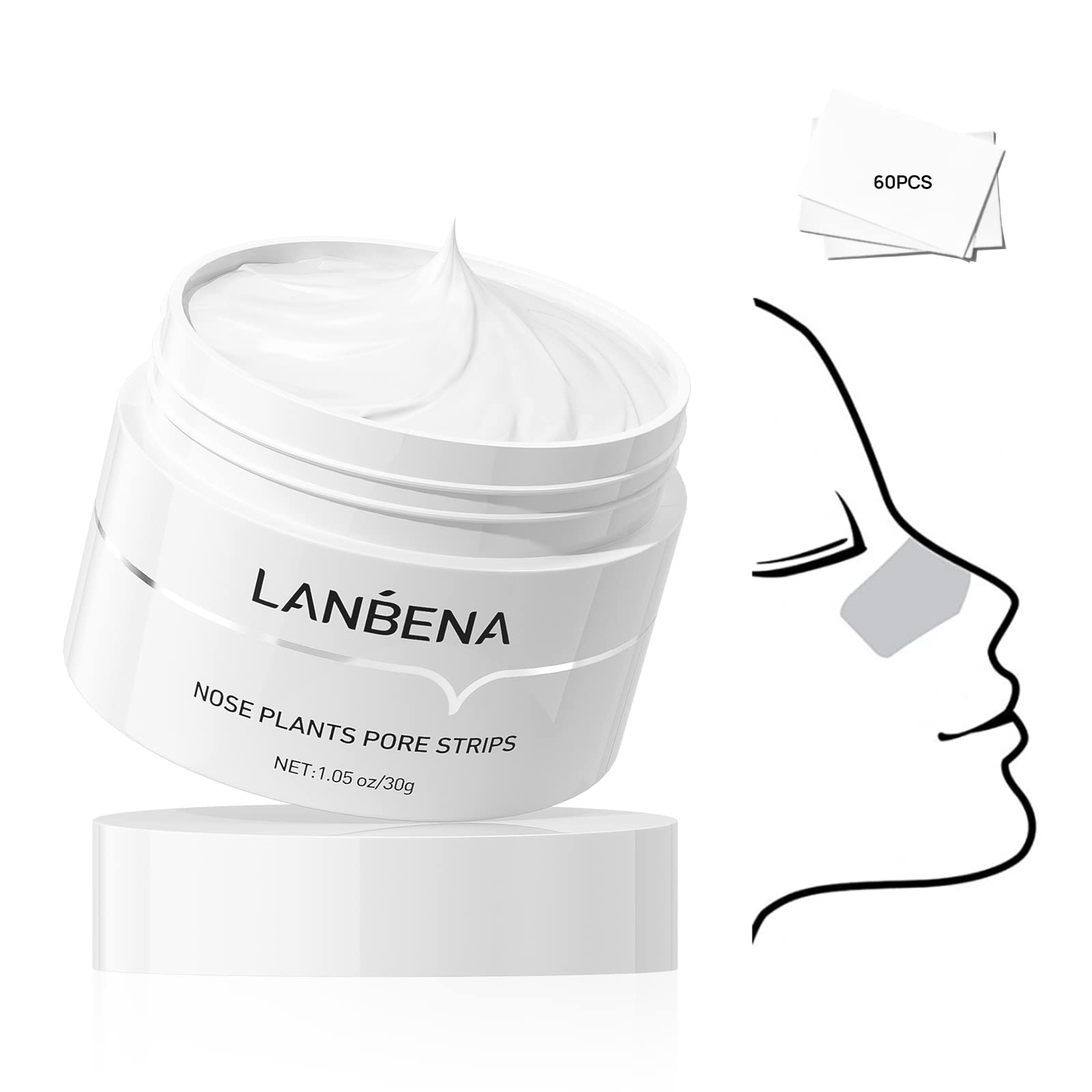 LANBENA Blackhead Remover, Nose Plants Pore Strips Deep Cleansing Peel off Mask & 60Pcs Nose StripsBlack Heads Remover from Face