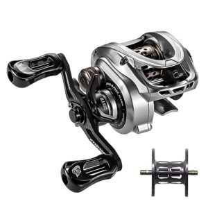 DOVIELLO HICC50 136g Ultralight Baitcaster Reels BFS Reel Baitcasting Fishing 7.1 Gear Ratio 10+1BB 4KG Power Baitcaster Full Carbon High Compact (7.1 Left Double Spool)