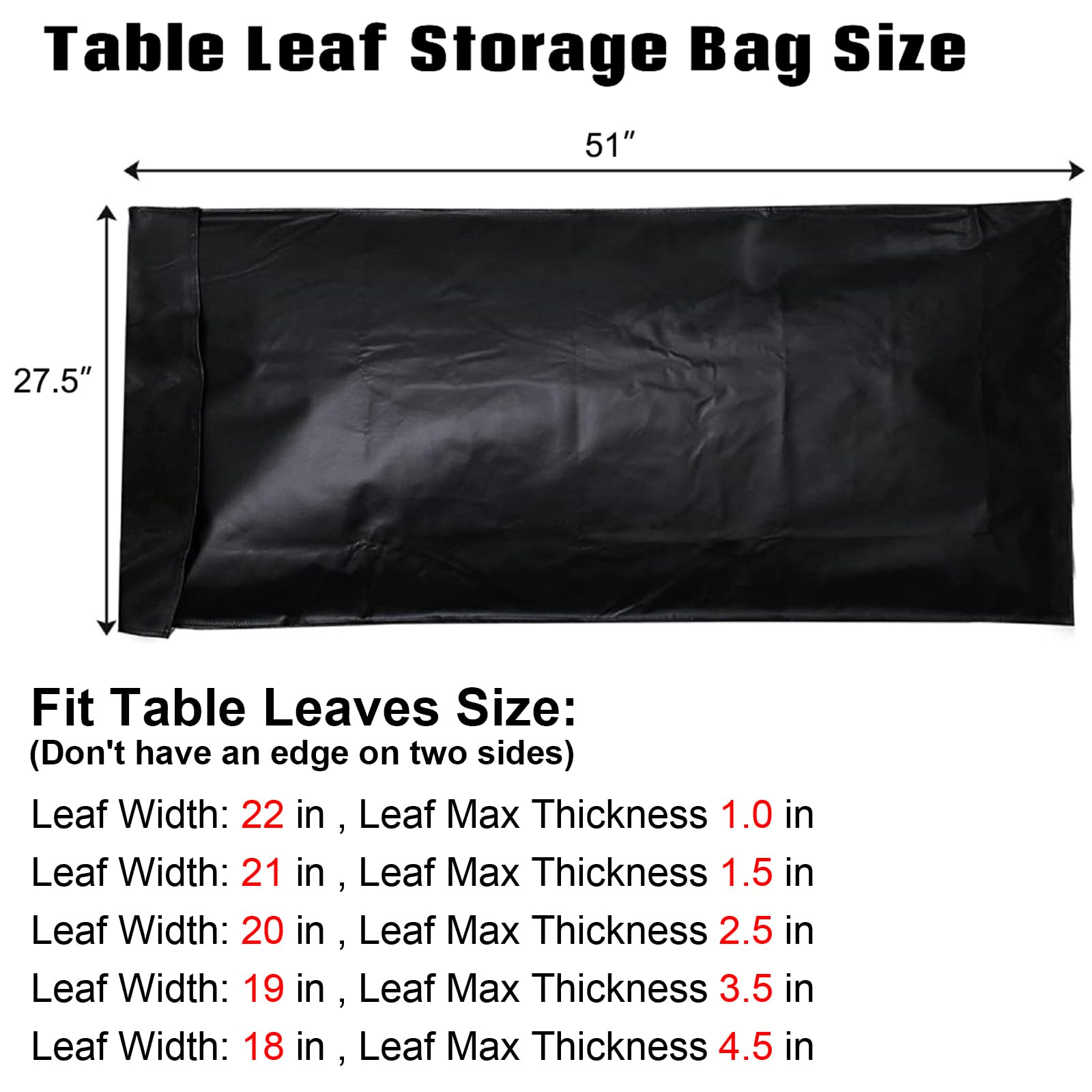 ROSROSE Table Leaf Storage Bag Padded 2 Pack, Heavy Duty Dining Table Leaf Bag, 51'' x 28'' Thick Flannel Backing Dining Table Cover Protector, Scratch Resistant, Fit 50''x 26'' Table Leaves