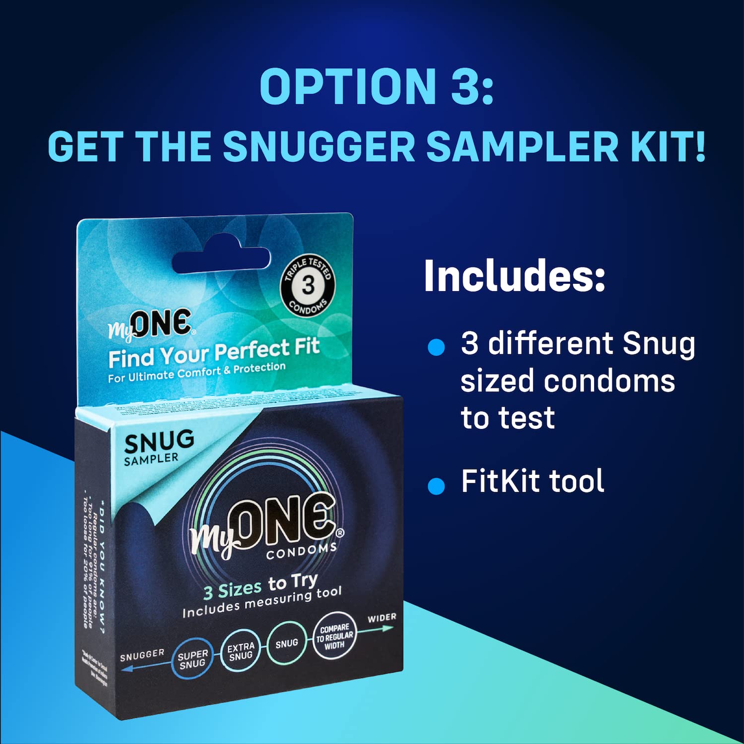 MyONE Snug Sized Condoms | 45D: Super Snug (45), Length 5.2” (D)